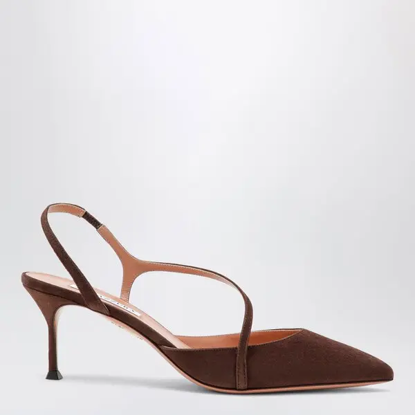 AQUAZZURA Suede Slingback Pumps - Brown