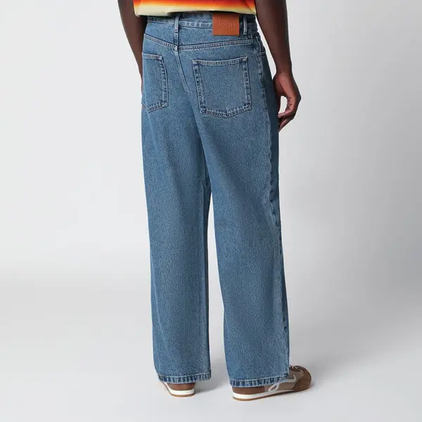 Loewe Baggy Anagram Embroidered Jeans In Washed Cotton Denim