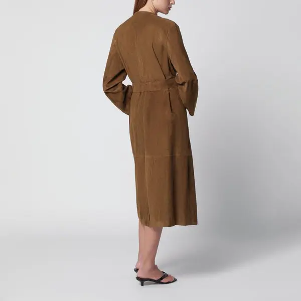 Nour Hammour Suede Leather Belted Coat