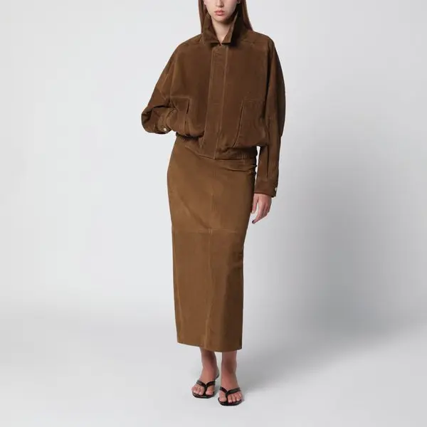 Nour Hammour Dalma Suede Bomber Jacket - Brown