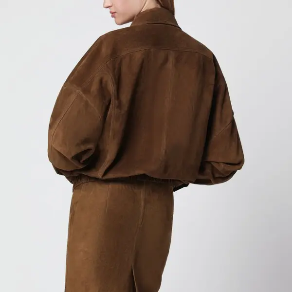 Nour Hammour Dalma Suede Bomber Jacket - Brown