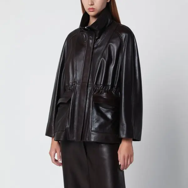 Nour Hammour Fluid Leather Jacket - Brown