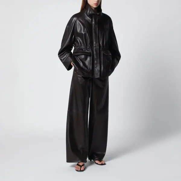 Nour Hammour Fluid Leather Jacket - Brown