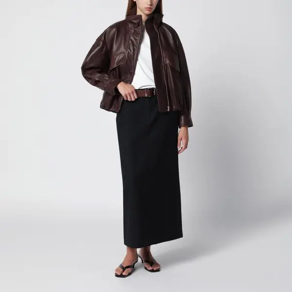 Nour Hammour Roland Leather Bomber Jacket - Brown