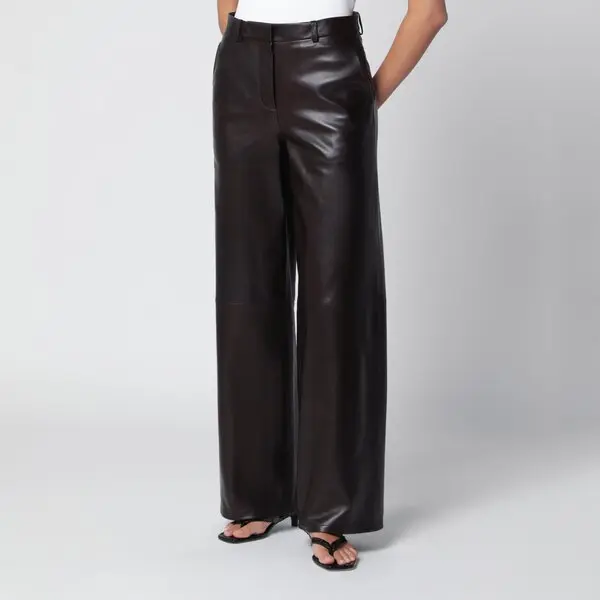 Nour Hammour Coda Wide-leg Leather Trousers - Brown