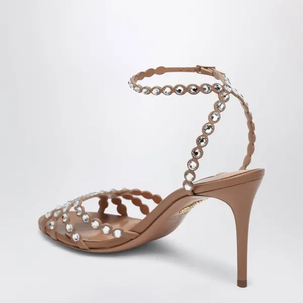 AQUAZZURA Tequila Sandal Crystal Nappa Leather - Pink