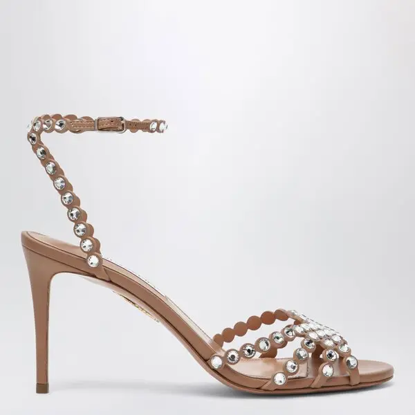 AQUAZZURA Tequila Sandal Crystal Nappa Leather - Pink