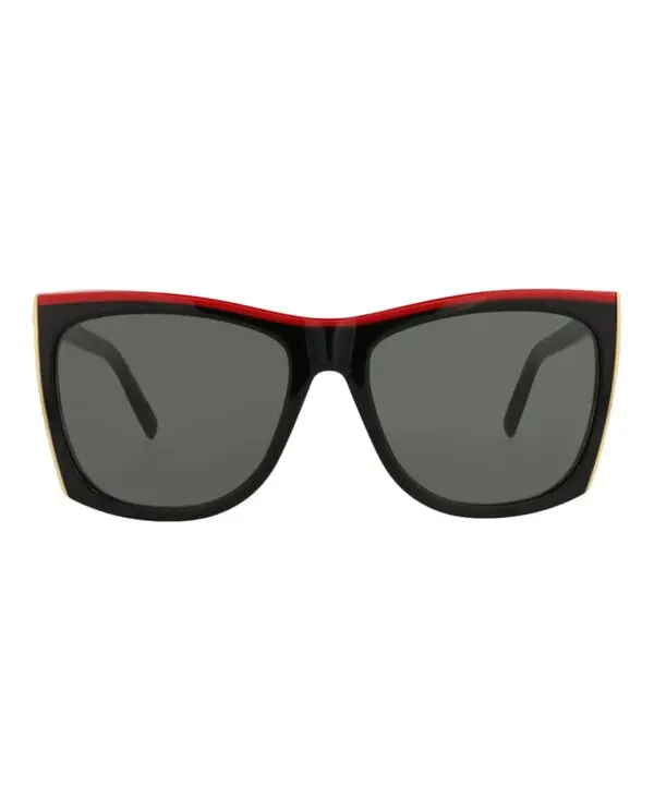 Saint Laurent Squareframe Recycled Acetate Sunglasses Black Black Grey - Multicolor