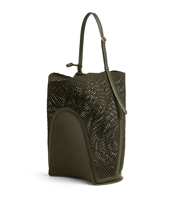 Alaïa Large Suede Net Hip Bucket Bag