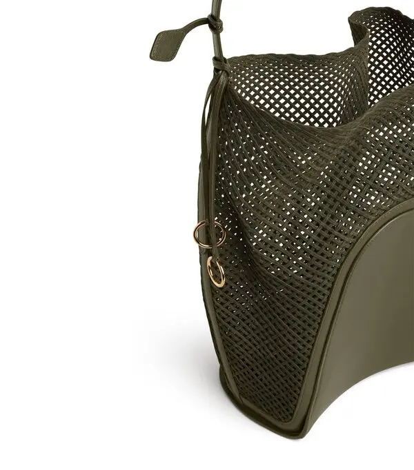 Alaïa Large Suede Net Hip Bucket Bag