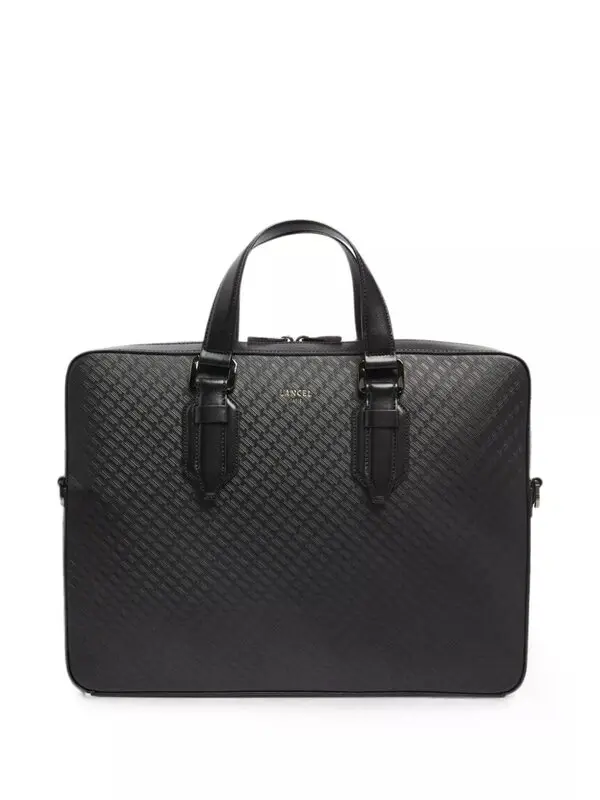 LANCEL Charlie Embossed Leather Briefcase