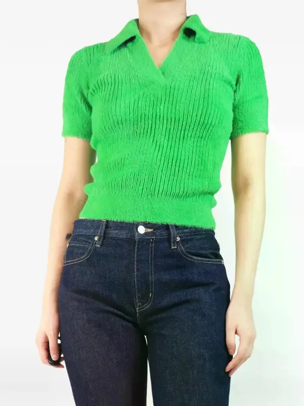 Sandro Brushed-knit Polo-collar T-shirt - Green