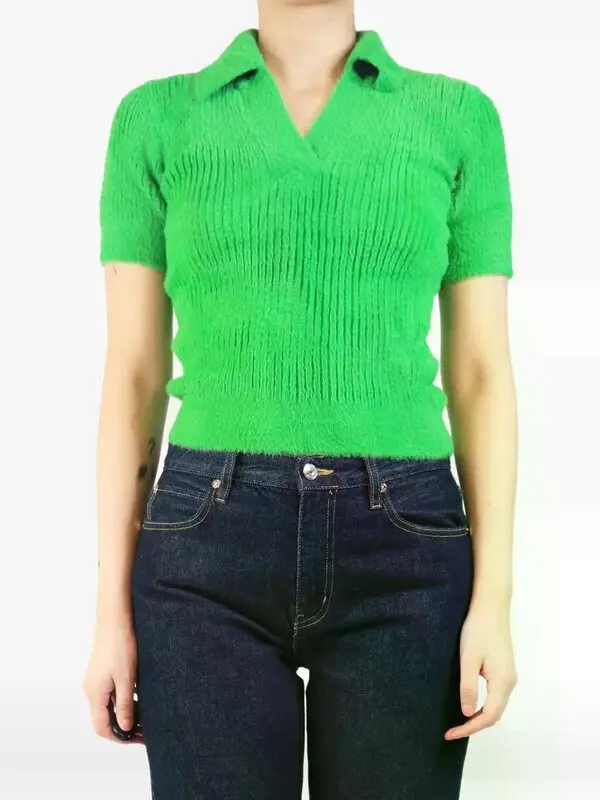Sandro Brushed-knit Polo-collar T-shirt