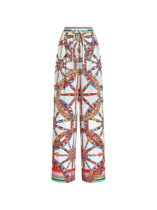Dolce & Gabbana Carretto Print Poplin Trousers - White