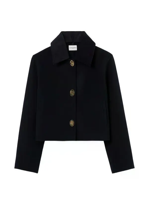 Claudie Pierlot Cropped Corduroy Collar Jacket - Blue