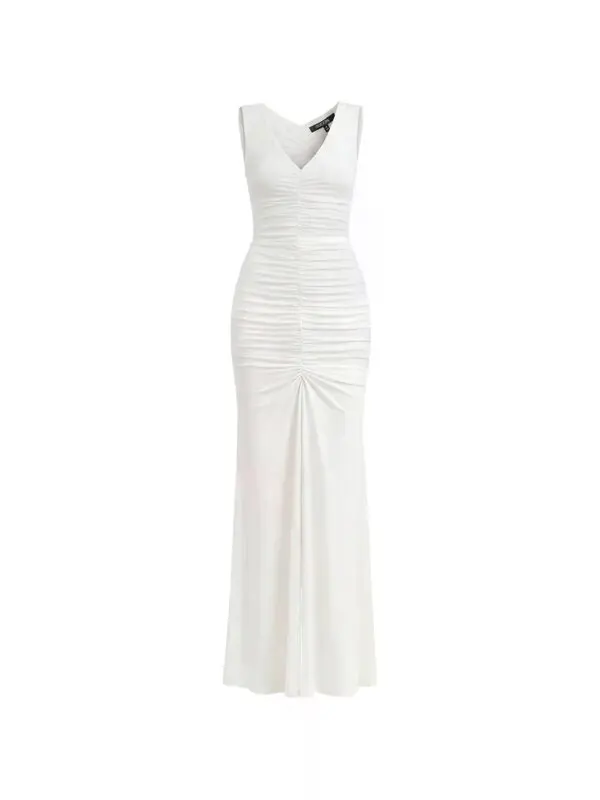 TOCCIN Inez Ruched V-neck Dress - White