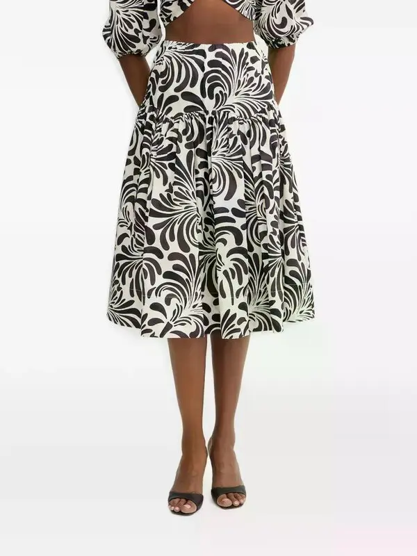 TWINSET Graphic Print Puff-sleeve Midi Skirt Set