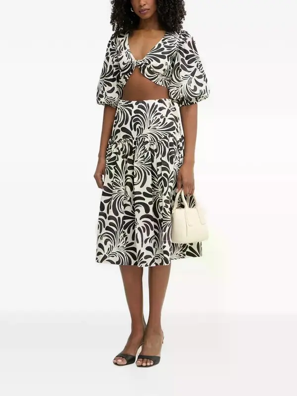 TWINSET Graphic Print Puff-sleeve Midi Skirt Set