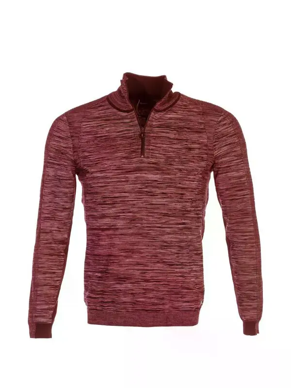 Hugo Quarter-zip Sweatshirt With Horizontal Pattern - Red
