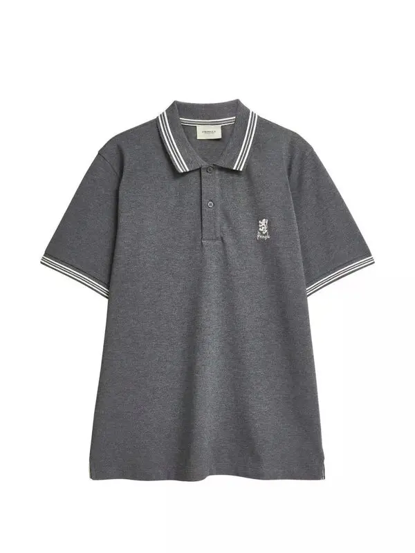 Pringle Of Scotland Piqué-knit Tipped Polo Shirt - Grey