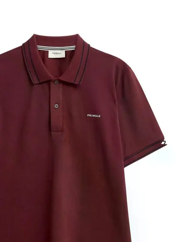 Pringle Of Scotland Jacquard-collar Pique Polo Shirt - Red