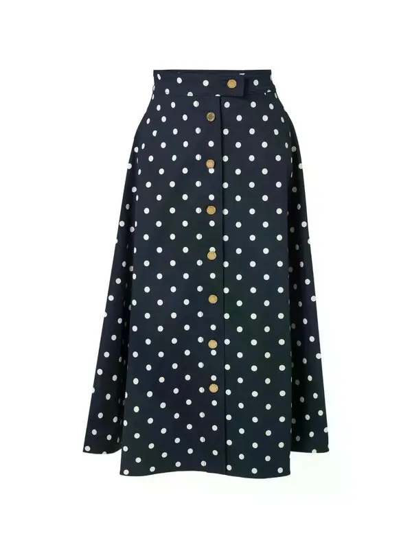 Carolina Herrera Polka-dot Button-front Midi Skirt - Blue