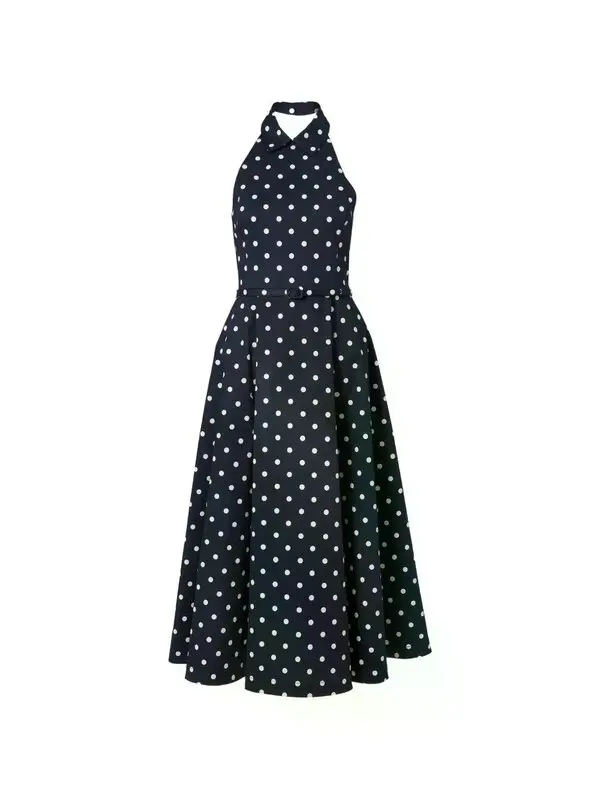 Carolina Herrera Polka-dot Halterneck Midi Dress - Blue