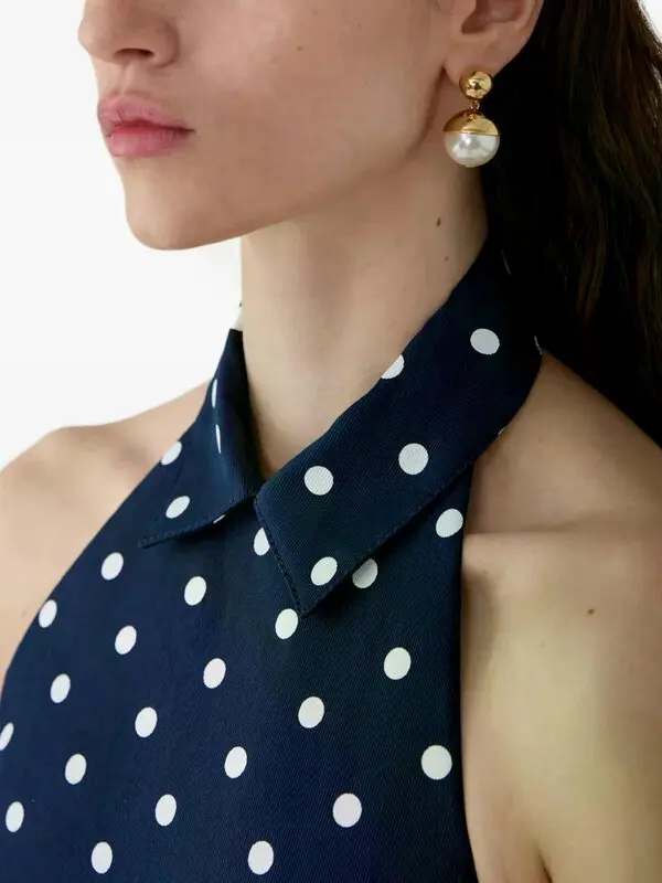 Carolina Herrera Polka-dot Halterneck Midi Dress