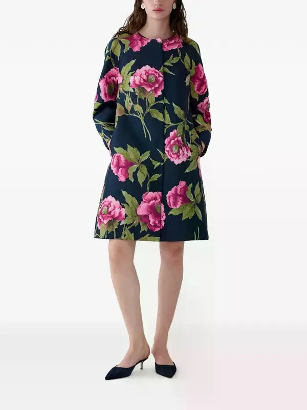 Carolina Herrera Peony Jacquard Cocoon Coat