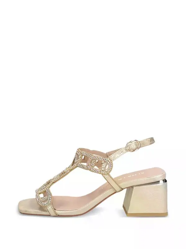 ALMA EN PENA Embellished Metallic Heeled Sandals