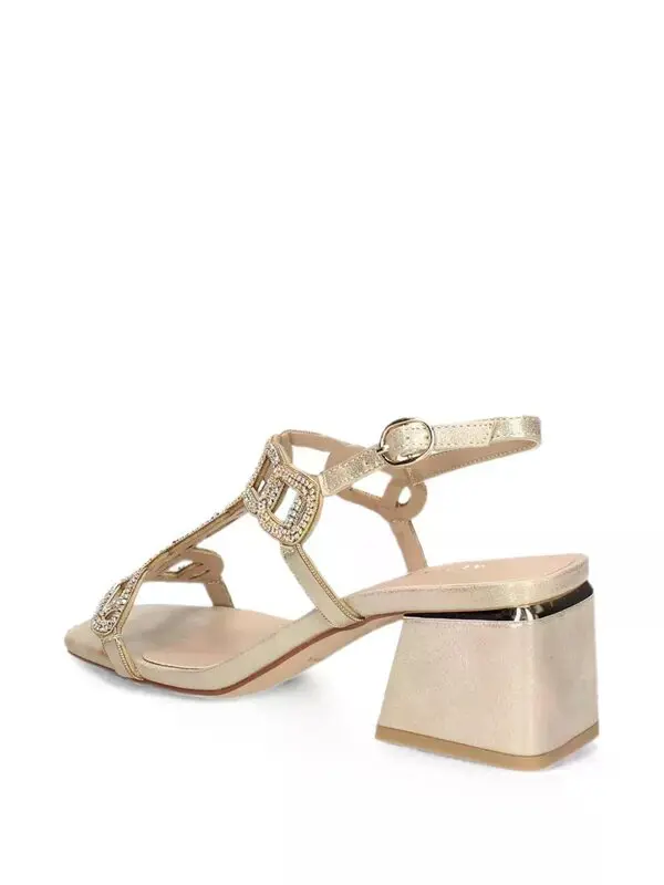 ALMA EN PENA Embellished Metallic Heeled Sandals