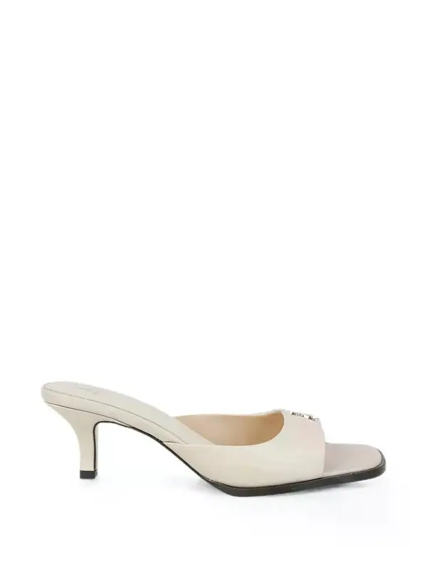 Patrizia Pepe White Leather Logo Plaque Sandals - Neutrals