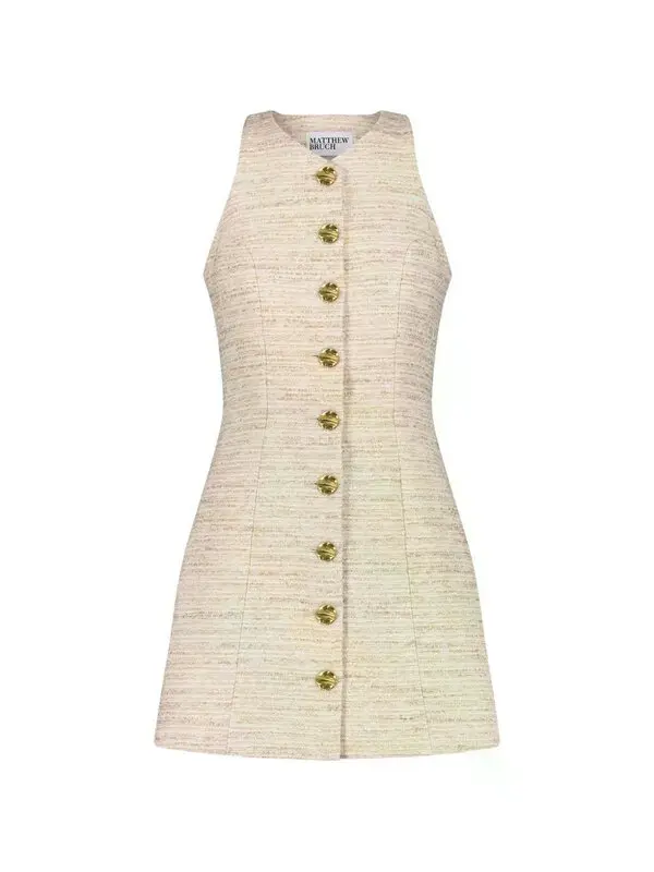 Matthew Bruch Beige Tweed Mini Dress
