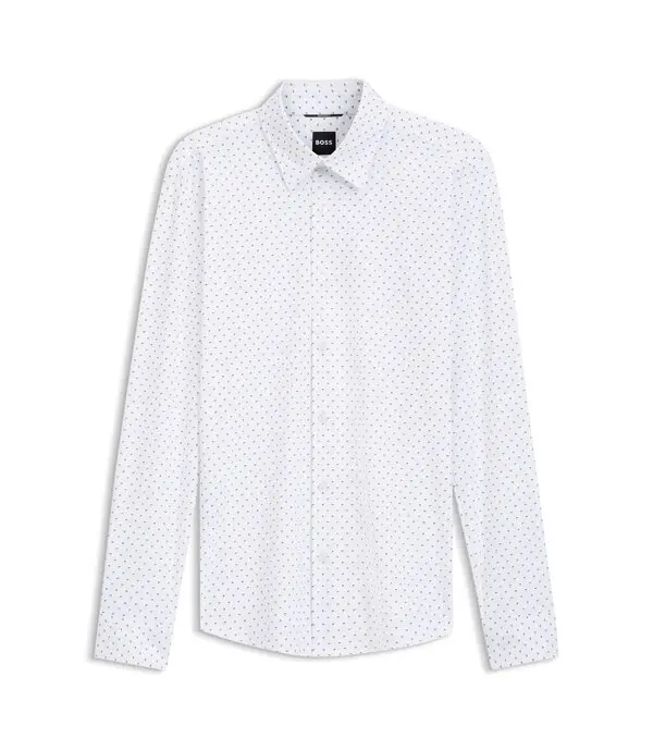 BOSS Slim-fit Performance Shirt In Stretch Jersey - Patterned