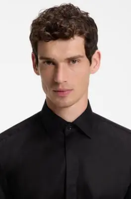 BOSS Regular-fit Dress Shirt In Satin-finish Linen