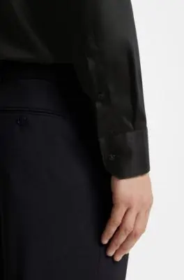 BOSS Regular-fit Dress Shirt In Satin-finish Linen