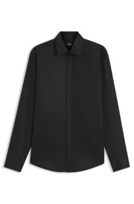 BOSS Regular-fit Dress Shirt In Satin-finish Linen