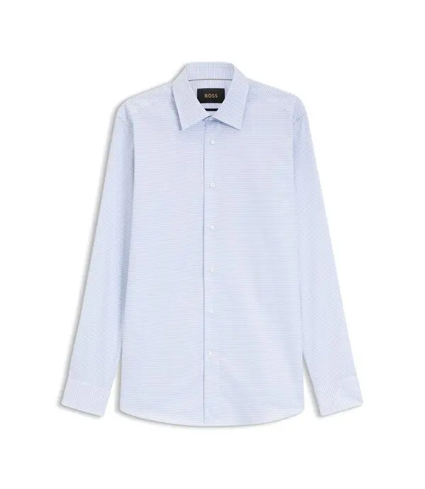 BOSS Slim-fit Shirt In Wrinkle-resistant Gingham-check Cotton - Light Blue