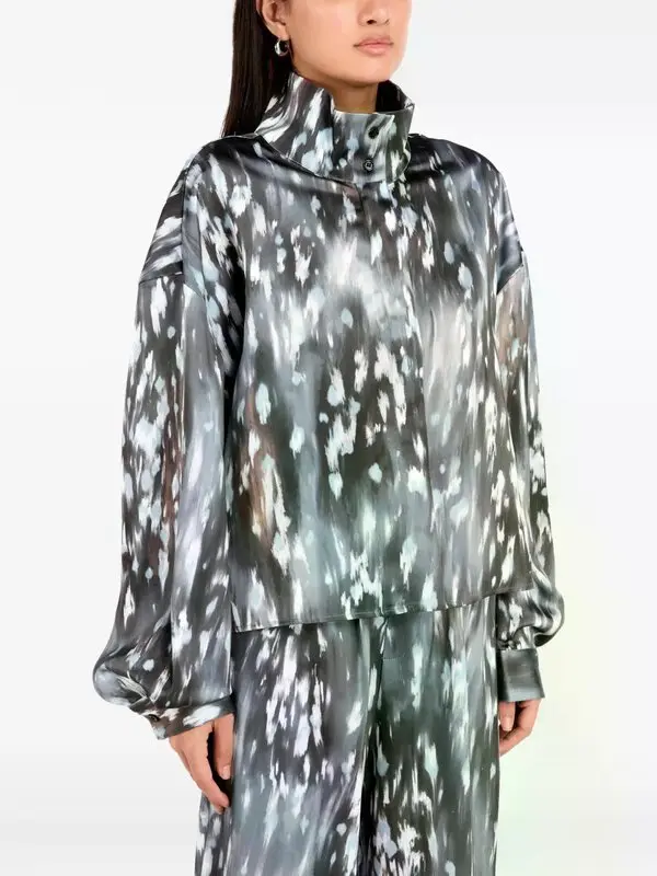 IRO PARIS Abstract Print High Neck Blouse - Grey