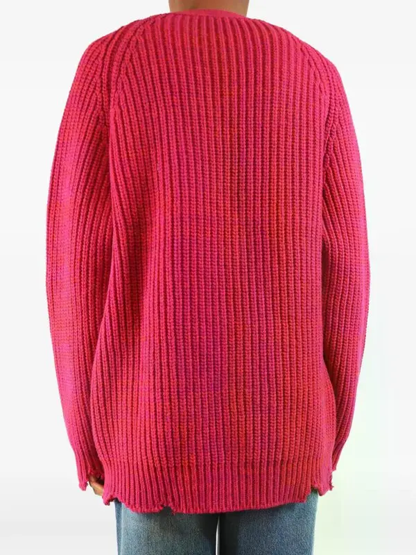 Marni Distressed Chunky Knit V-neck Cardigan