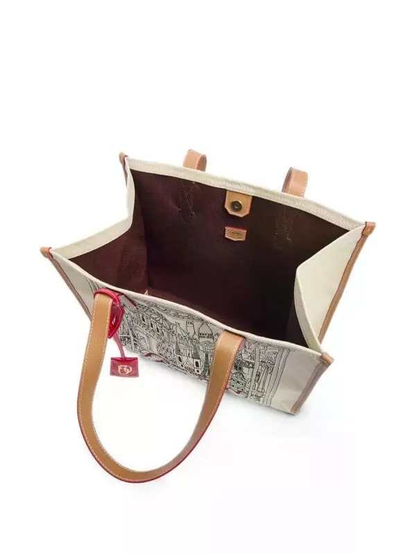 LANCEL Graphic Print Canvas Tote Bag