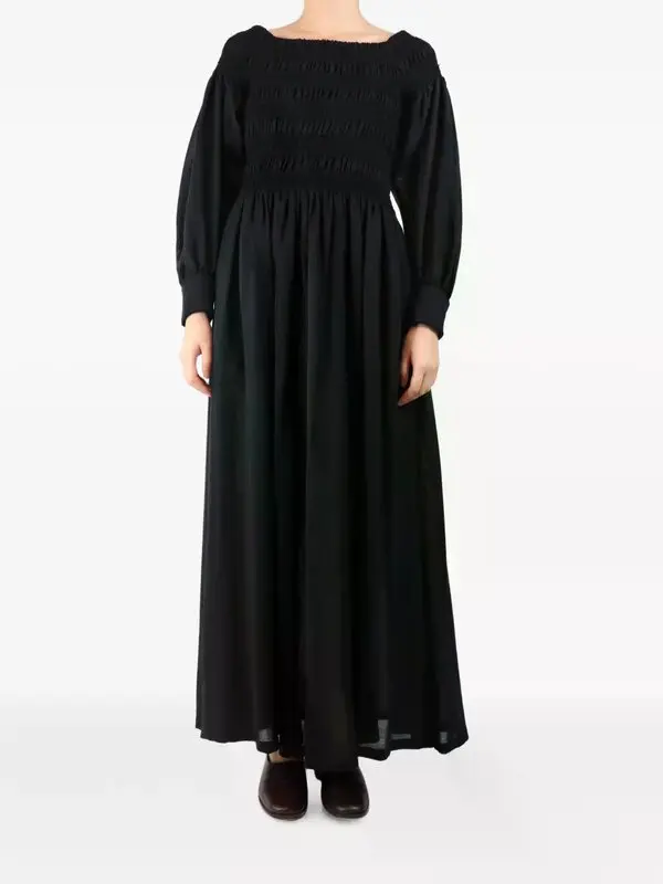 Max Mara Shirred Long-sleeved Maxi Dress