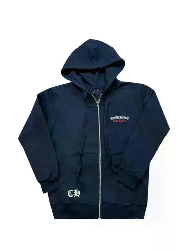 Chrome Hearts American Flag-print Fleece Hoodie - Blue