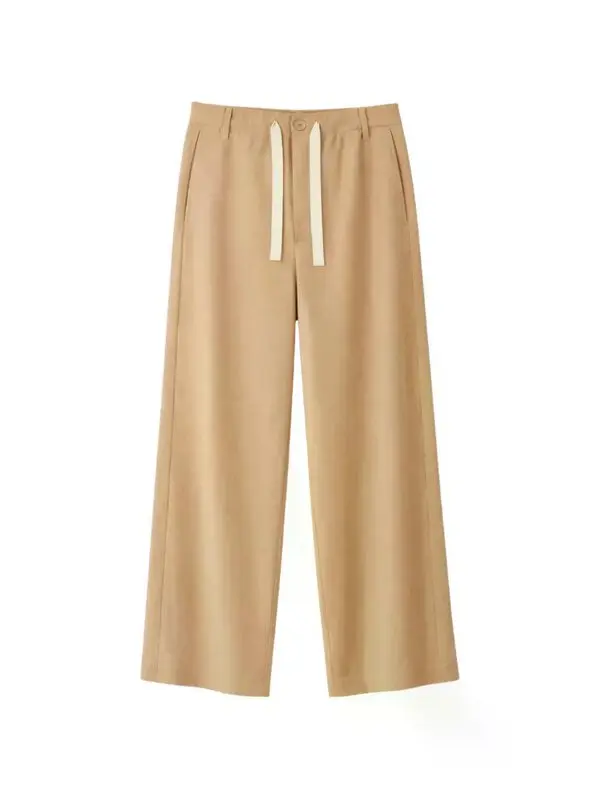 SANDERLAK Santa Monica Drawstring-waist Wide-leg Trousers - Neutrals
