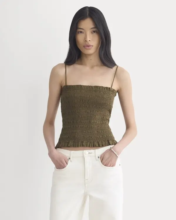 Everlane Gauze Smocked Cami Top - Beech