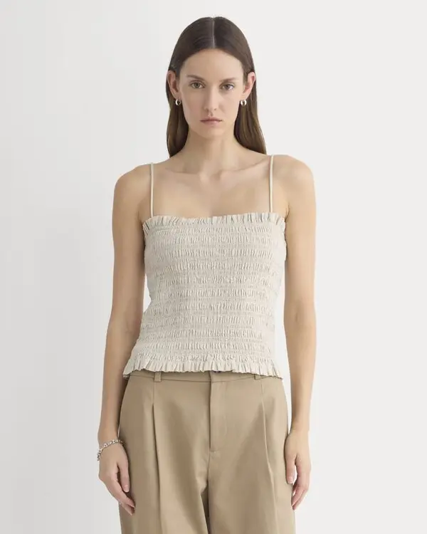 Everlane Gauze Smocked Cami Top - Birch