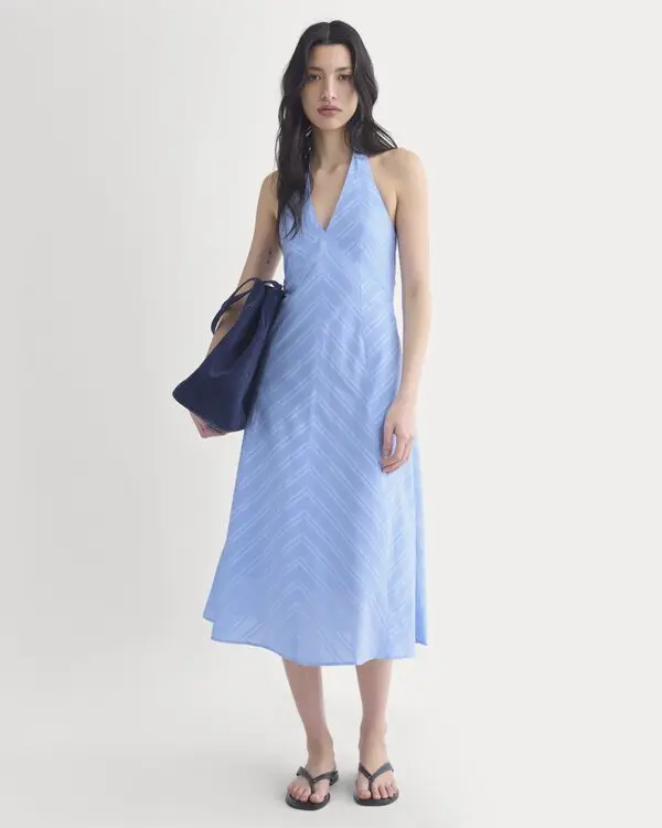 Everlane Textured Halter Midi Dress - Open Air Blue
