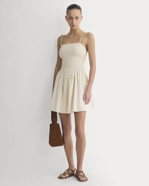 Everlane Gauze Smocked Mini Dress - Birch