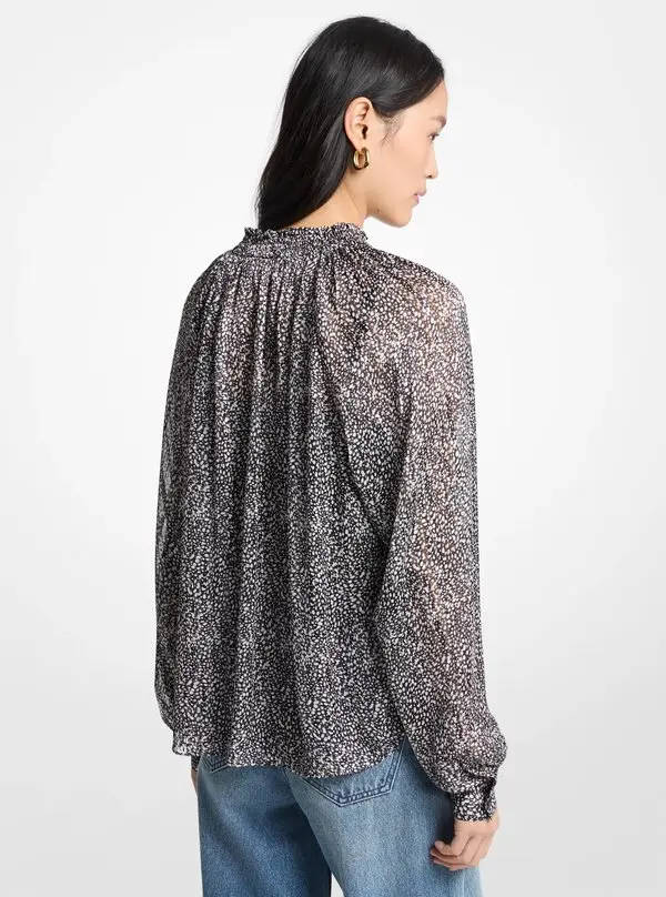 Michael Kors Metallic Printed Georgette Blouse - Black