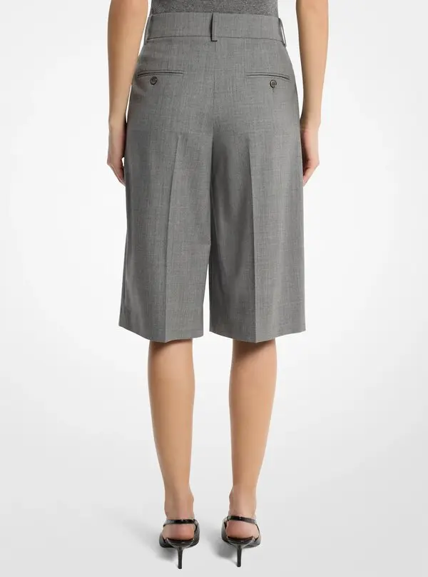 Michael Kors Pleated Wool Blend Trouser Shorts